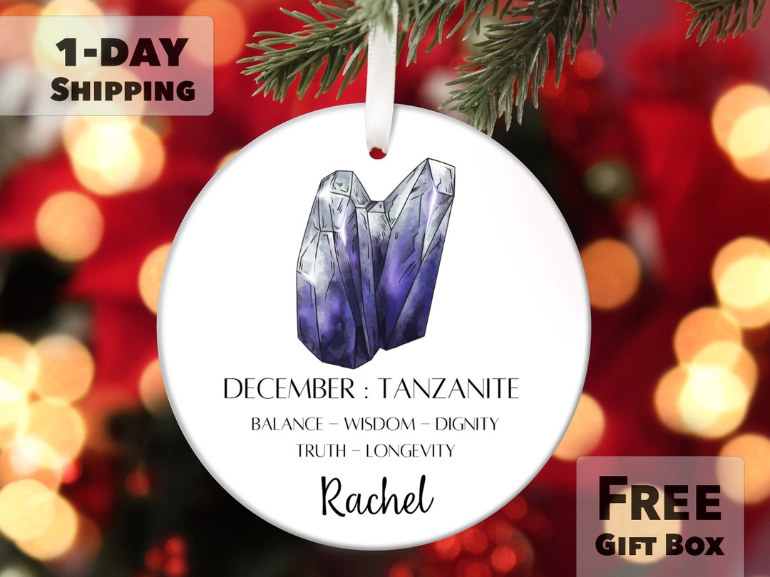 Personalized December Birthstone Ornament, Birth Month Ornament ...