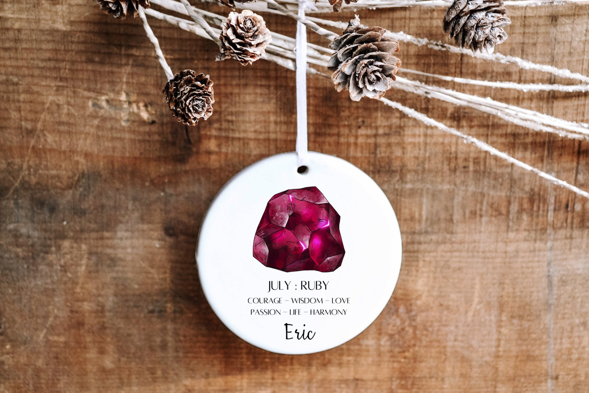 Personalized July Birthstone Ornament, Birth Month Ornament ...