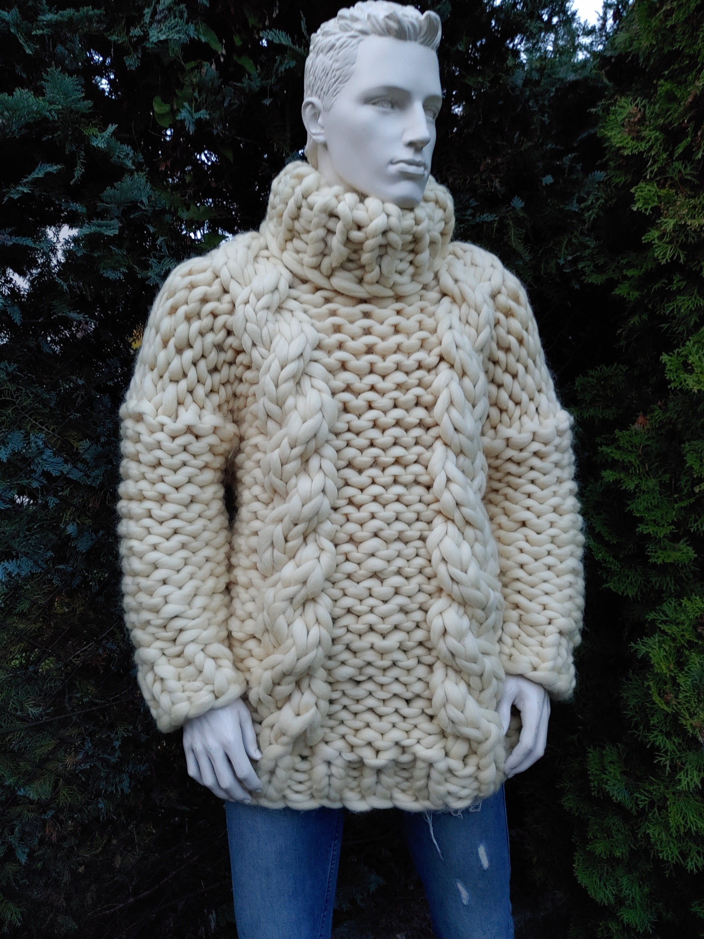Colossal Knit Cable Turtleneck, Super Chunky Mens Cable Turtleneck - Etsy