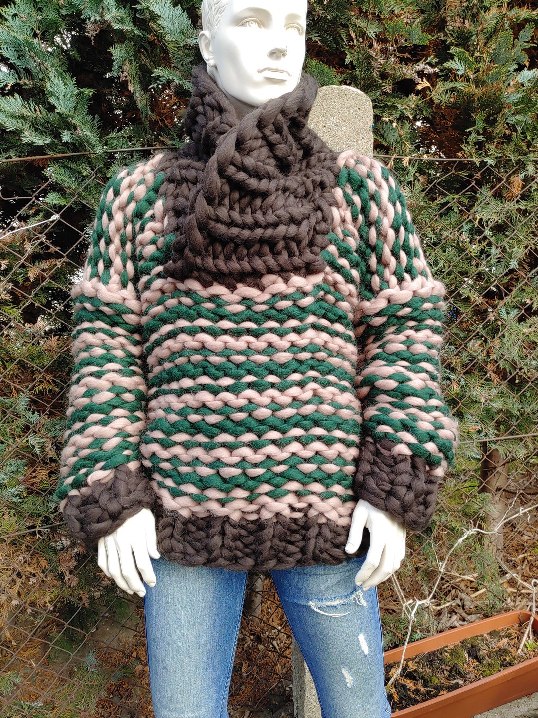 Colossal V Neck Pullover From Super Chunky Merino Wool - Etsy