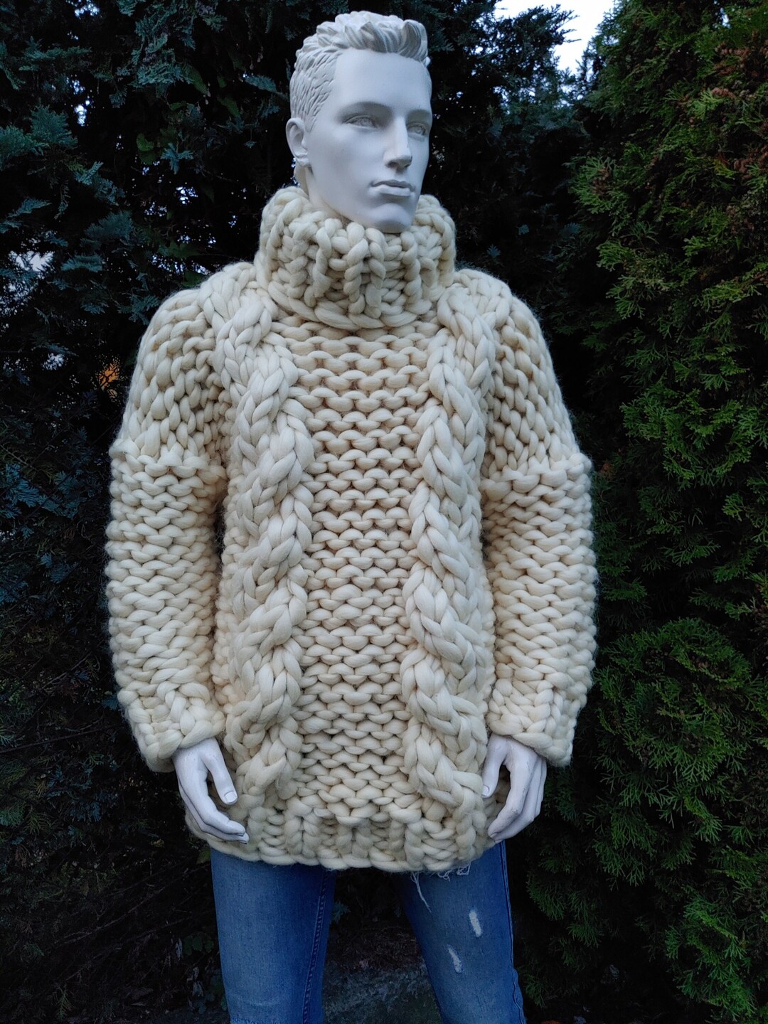 Colossal Knit Cable Turtleneck, Super Chunky Mens Cable Turtleneck - Etsy