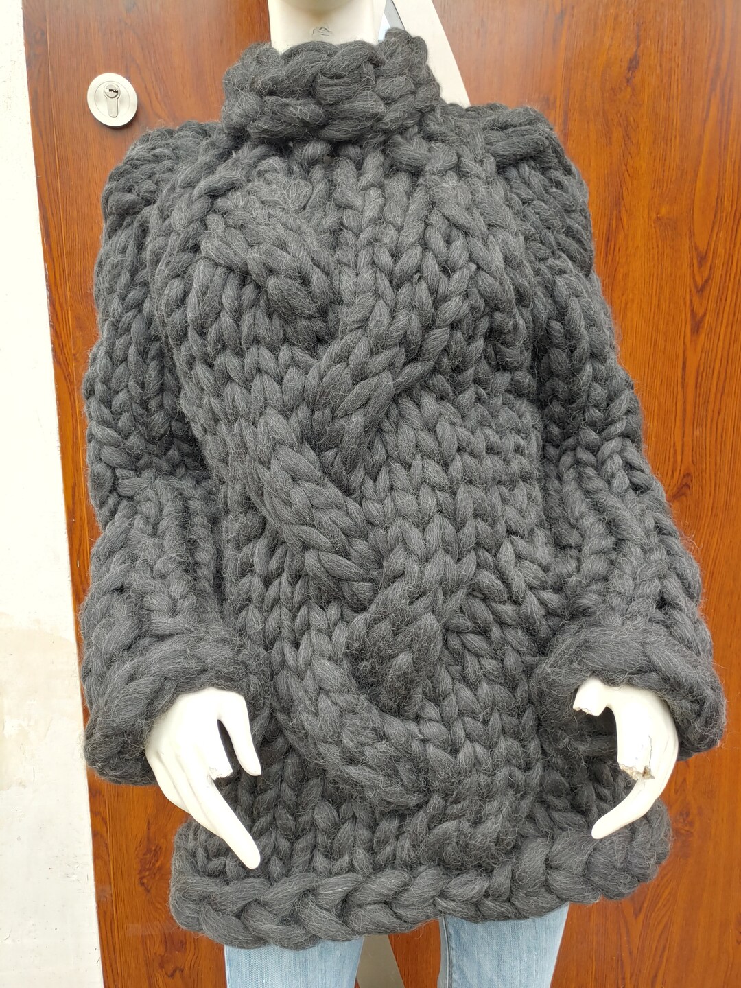 SUPER CHUNKY Handmade Cable Sweater From Super Soft Merino Giant Yarn ...