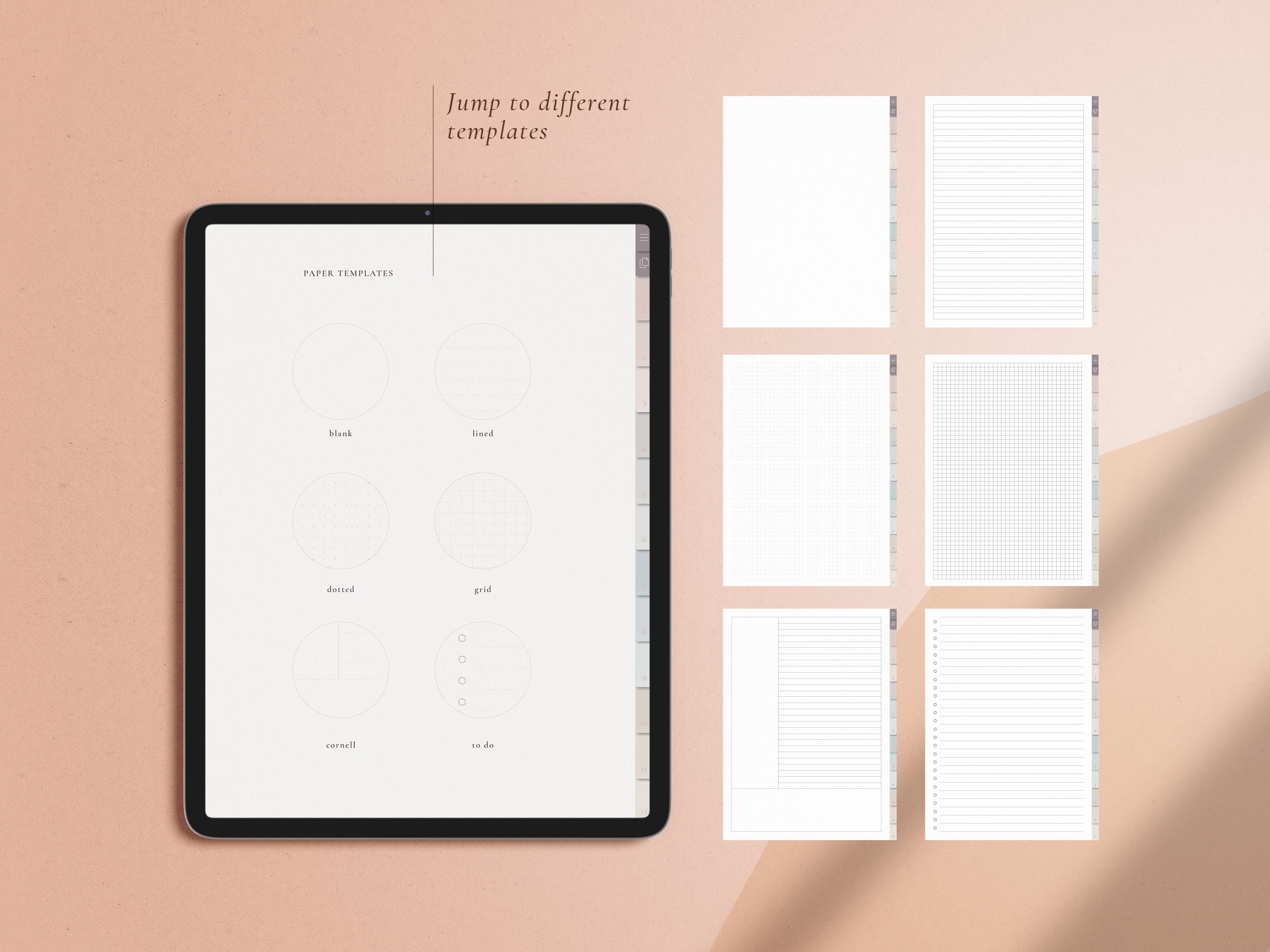 Digital Notebook Goodnotes 12 Hyperlinked Tabs Lined Grid - Etsy