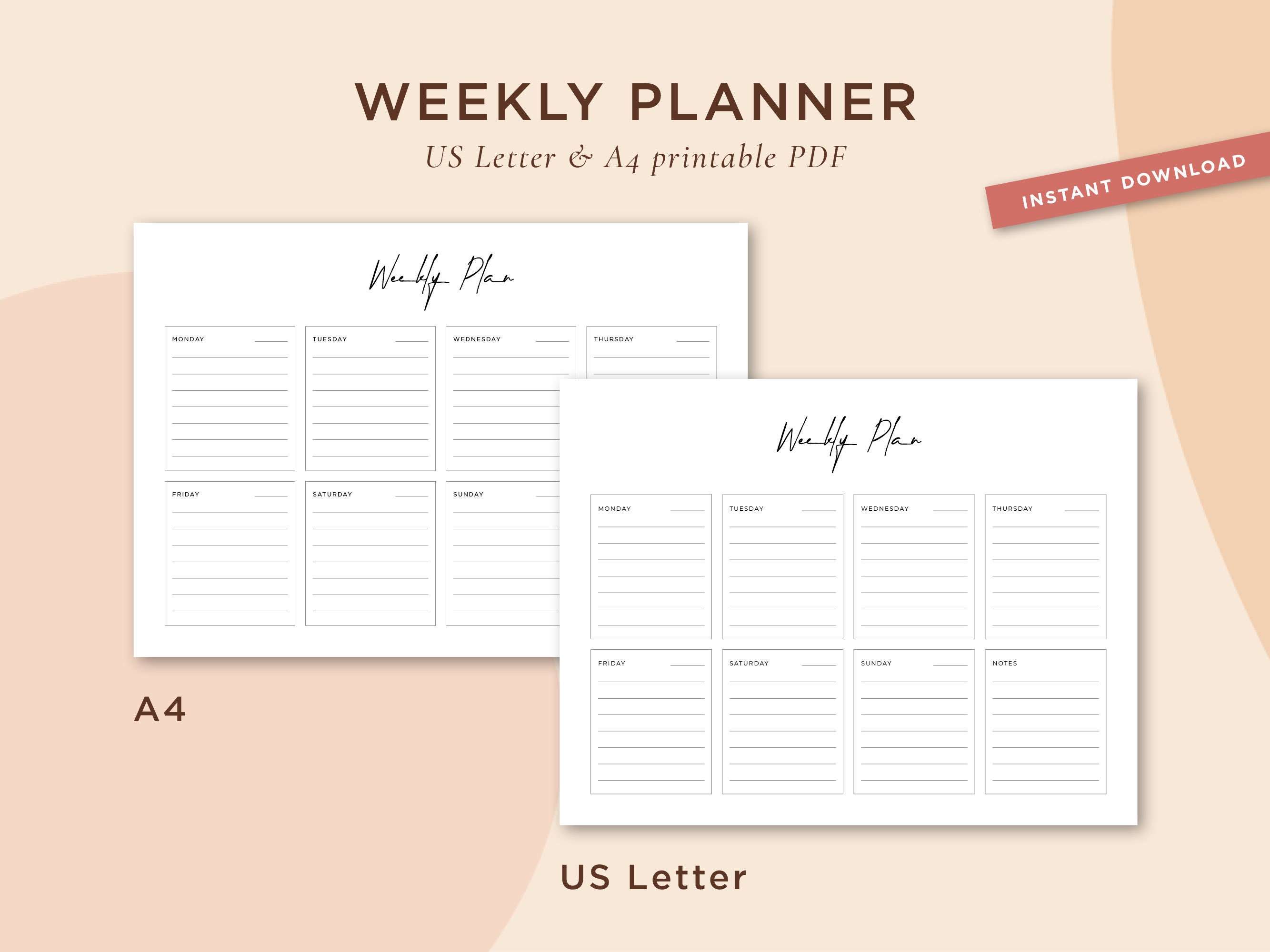 Weekly Planner Printable Planner Pages Simple Planner - Etsy