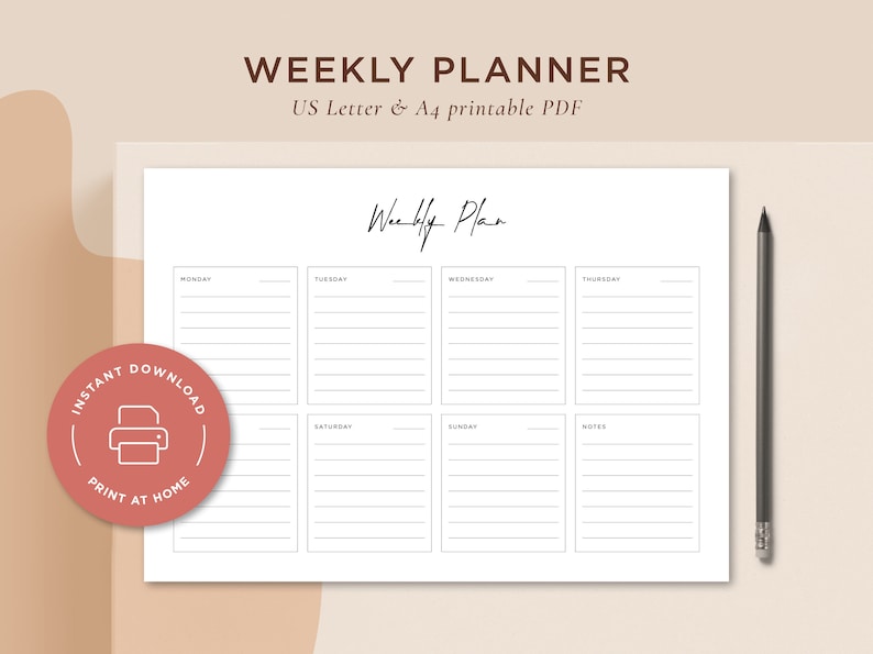 Weekly Planner Printable Planner Pages Simple Planner - Etsy