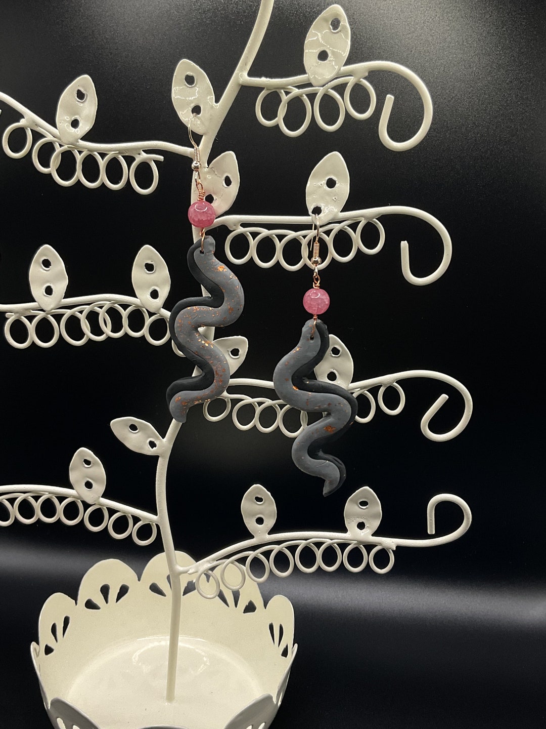 Striking Snake Like Polymer Clay Dropper Earrings - Etsy