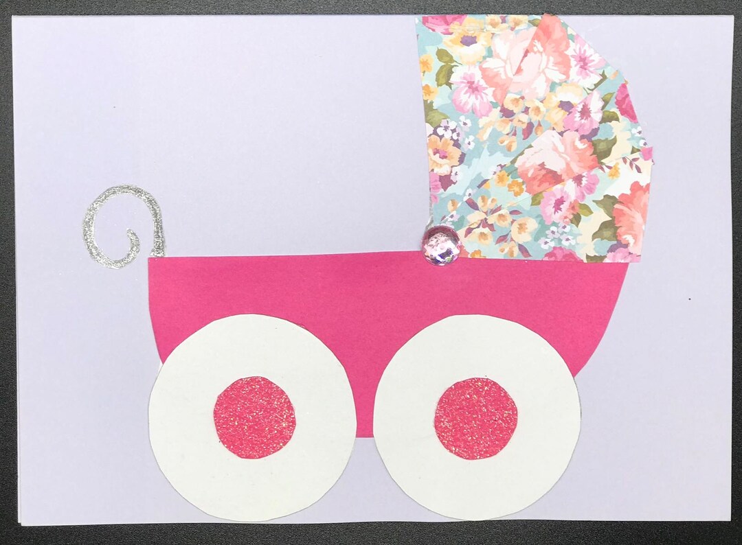 Patchwork Pram Card - Blank Inside - Etsy