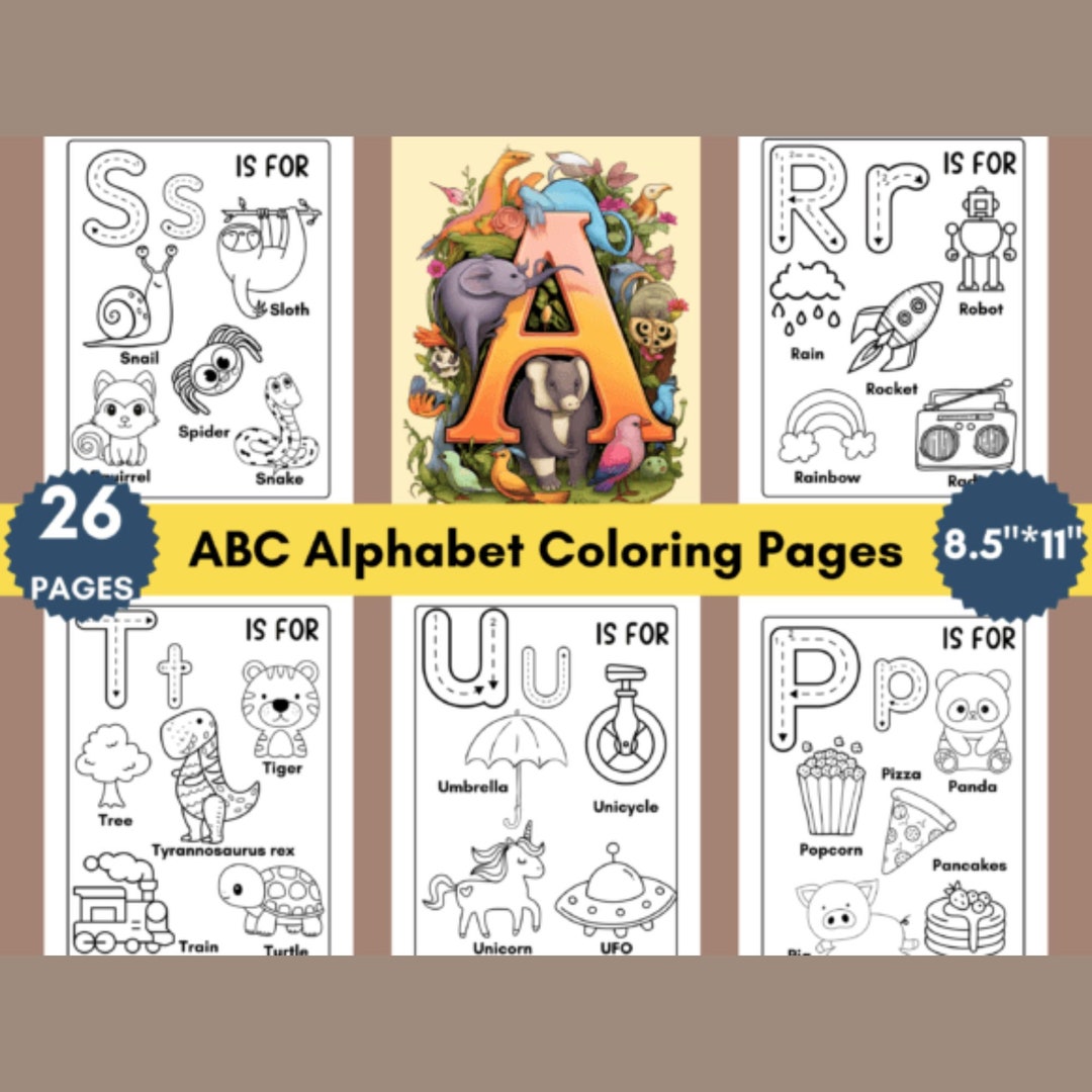 ABC Alphabet Coloring Pages for Kids Graphics - Etsy