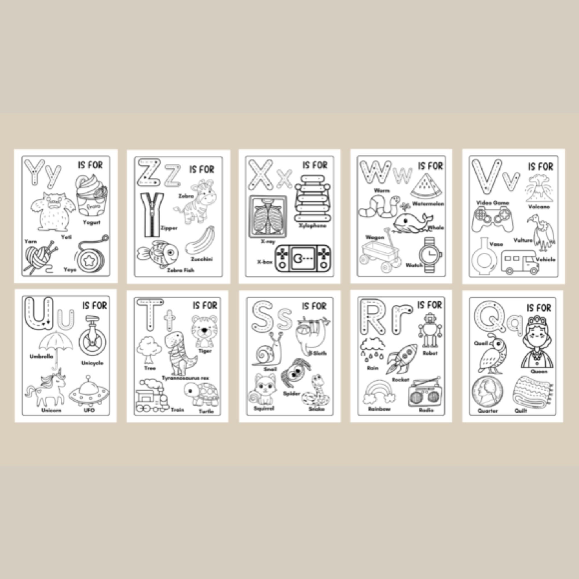 ABC Alphabet Coloring Pages for Kids Graphics - Etsy