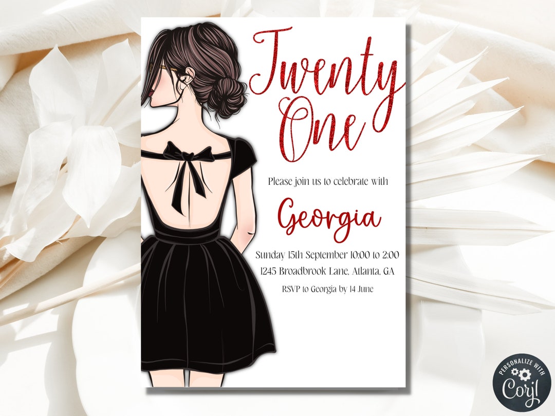 21st Birthday Invitation 21st Birthday Invitation for Her 21st Birthday ...