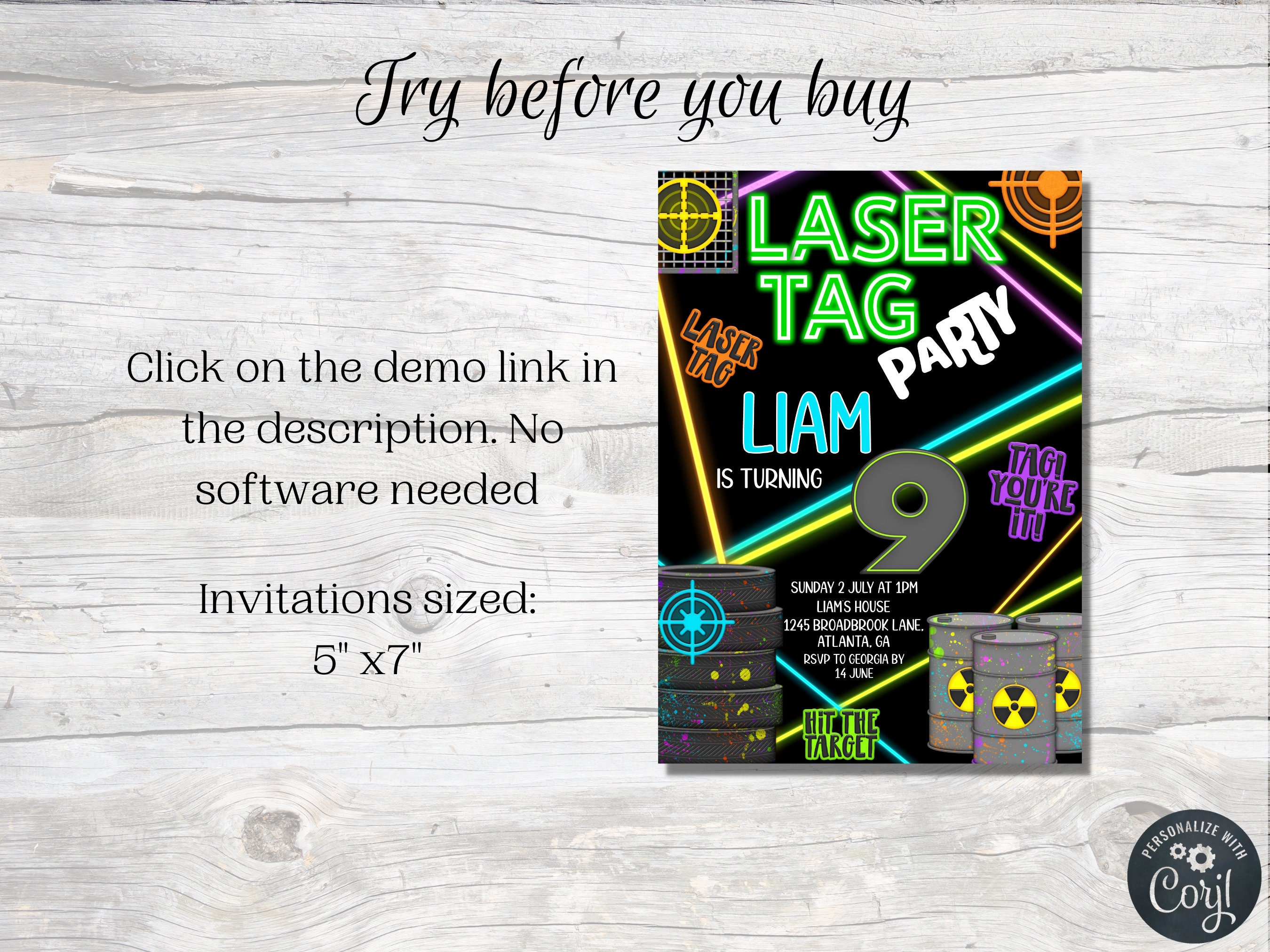 Laser Tag Birthday Invitation Laser Tag Invite Digital Kids Party ...