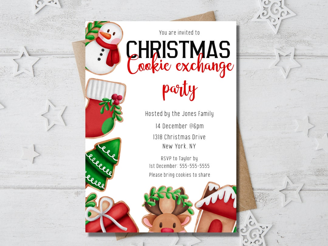 Christmas Cookie Exchange Invitation Christmas Invitation Editable ...