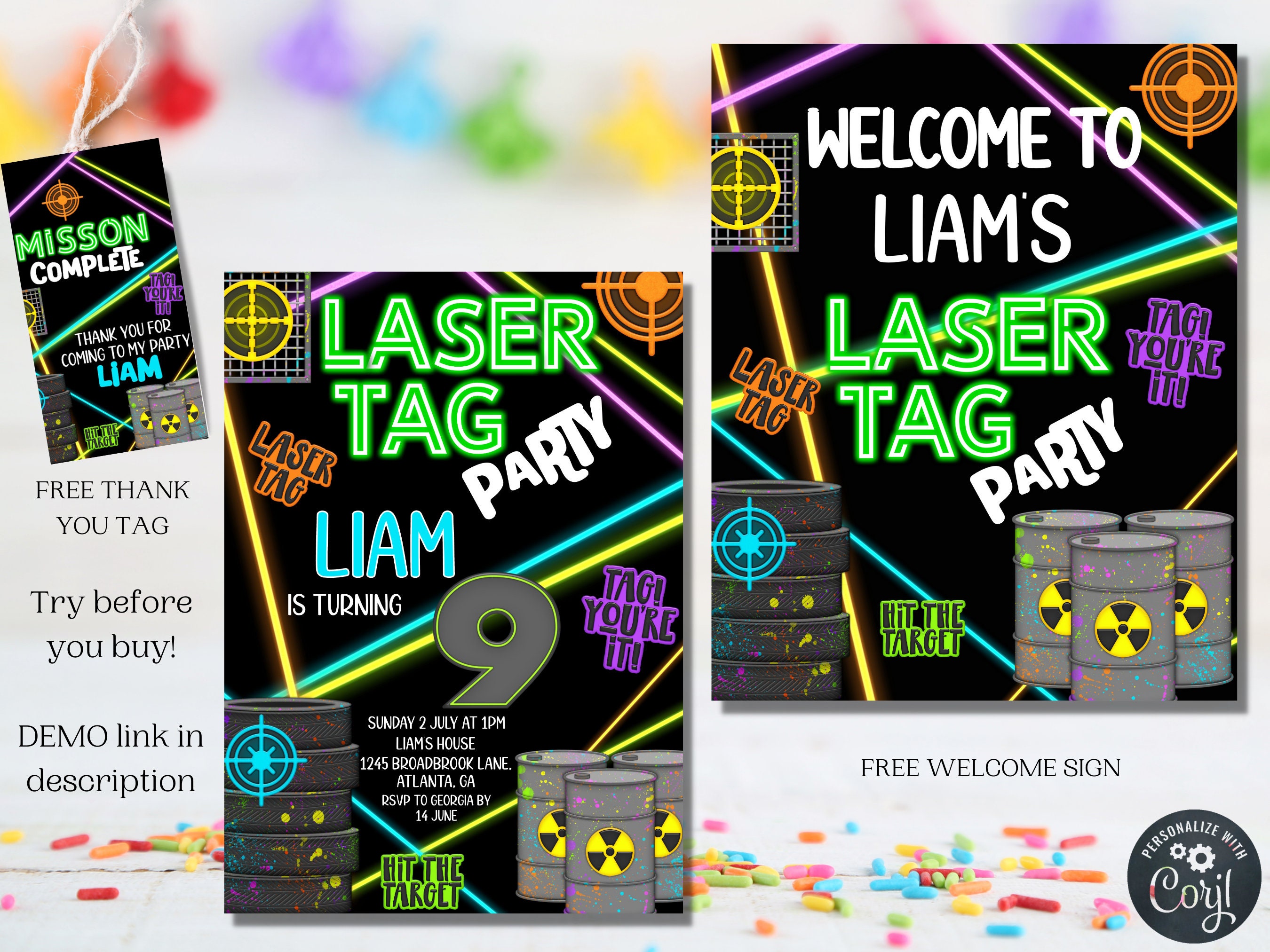 Laser Tag Birthday Invitation Laser Tag Invite Digital Kids Party ...