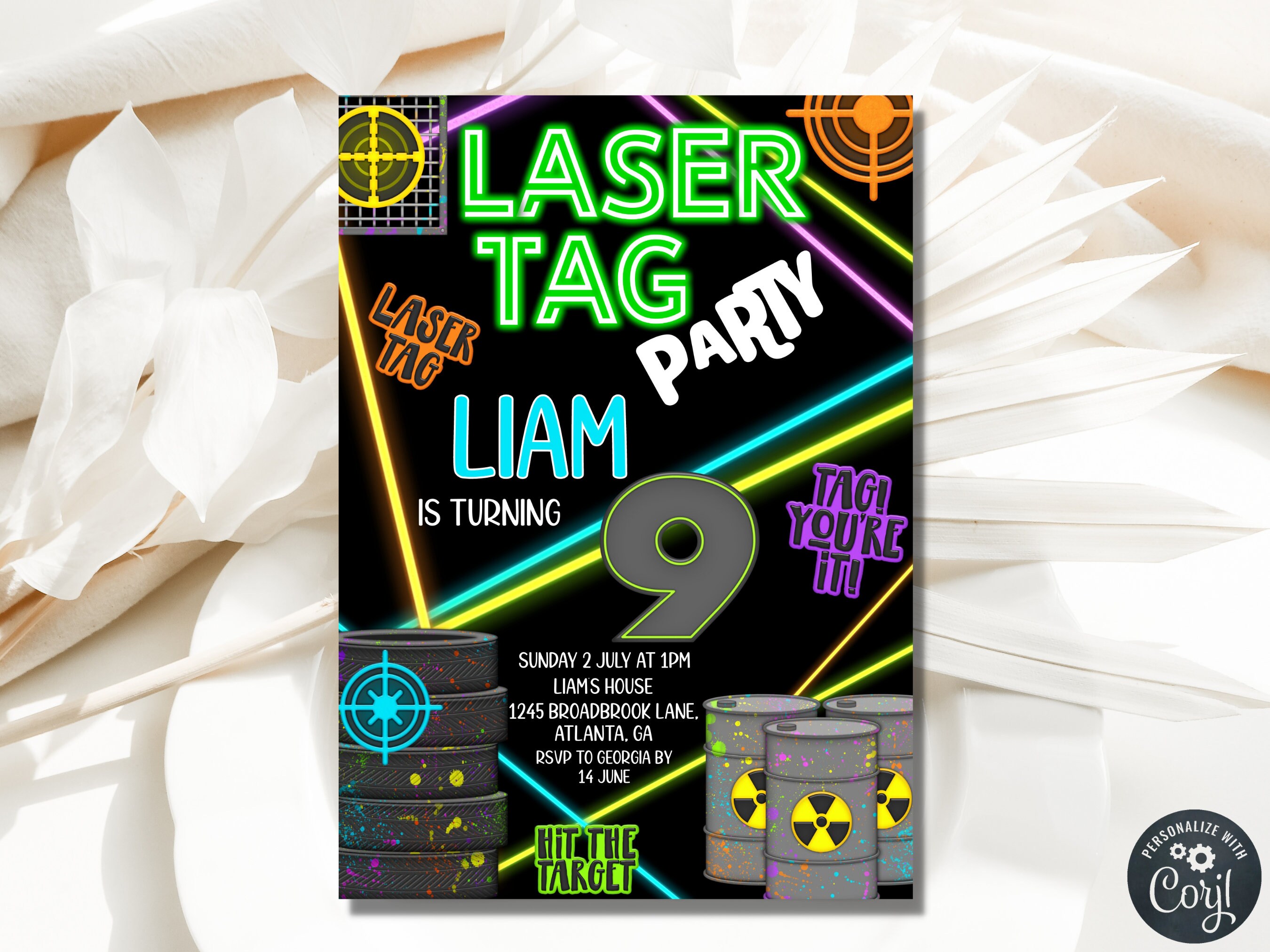 Laser Tag Birthday Invitation Laser Tag Invite Digital Kids Party ...