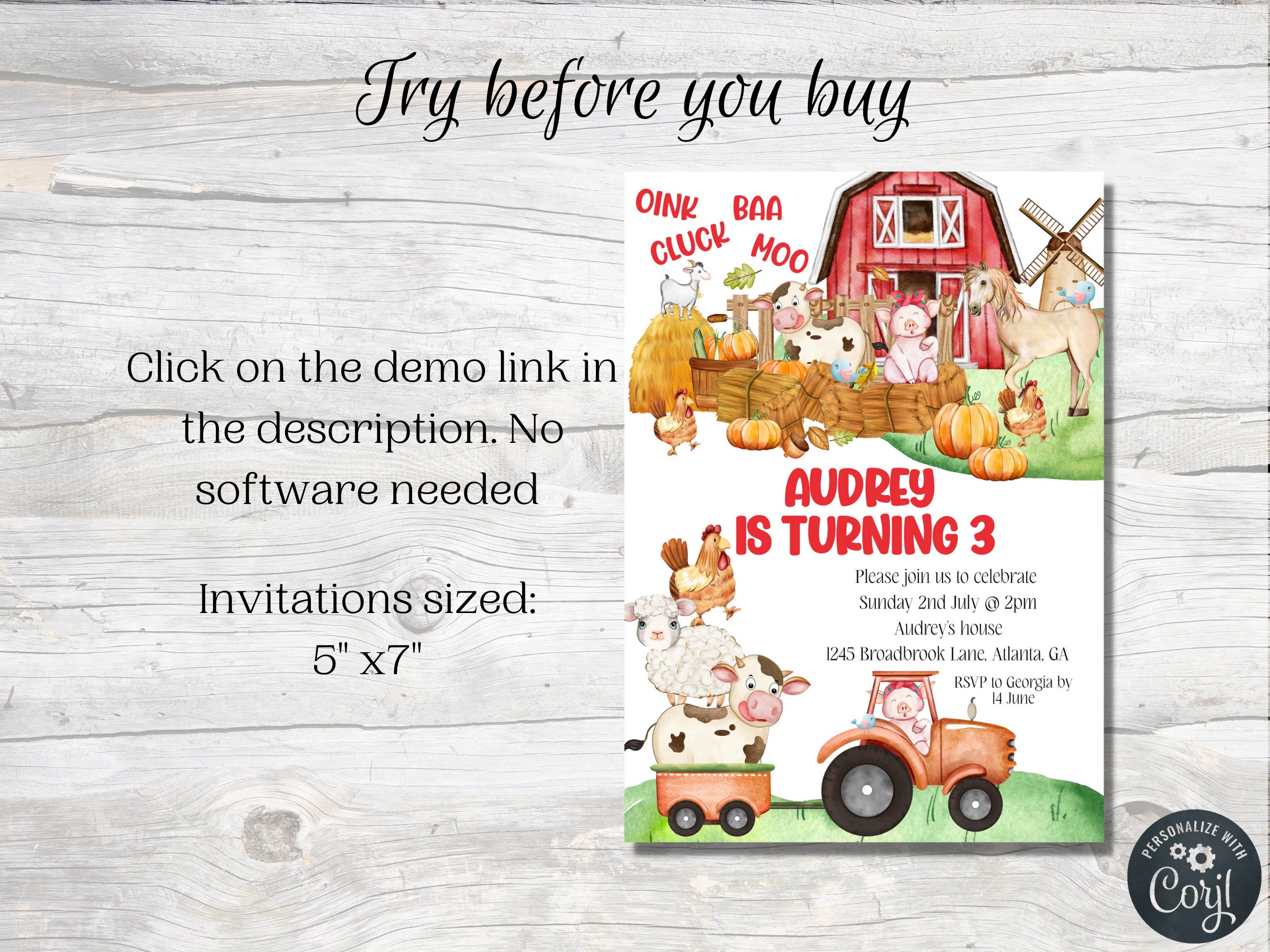 Farm Birthday Invitation Farm Animals Birthday Invitation Ranch Kids ...