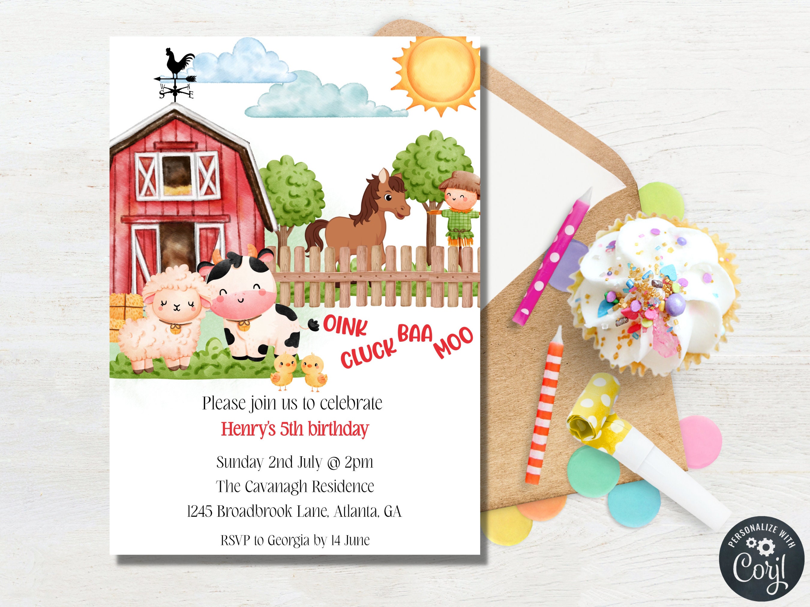 Farm Birthday Invitation Barynard Birthday Invitation Farm Birthday ...