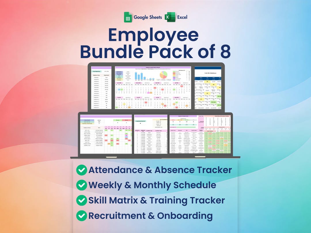 Employee HR Bundle Pack, Excel & Google Sheets, 8 Template Toolkit ...