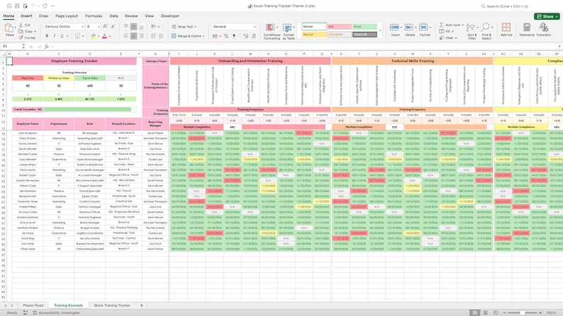 2026 Employee Training Tracker, Excel, Google Sheets,team Skill Matrix ...