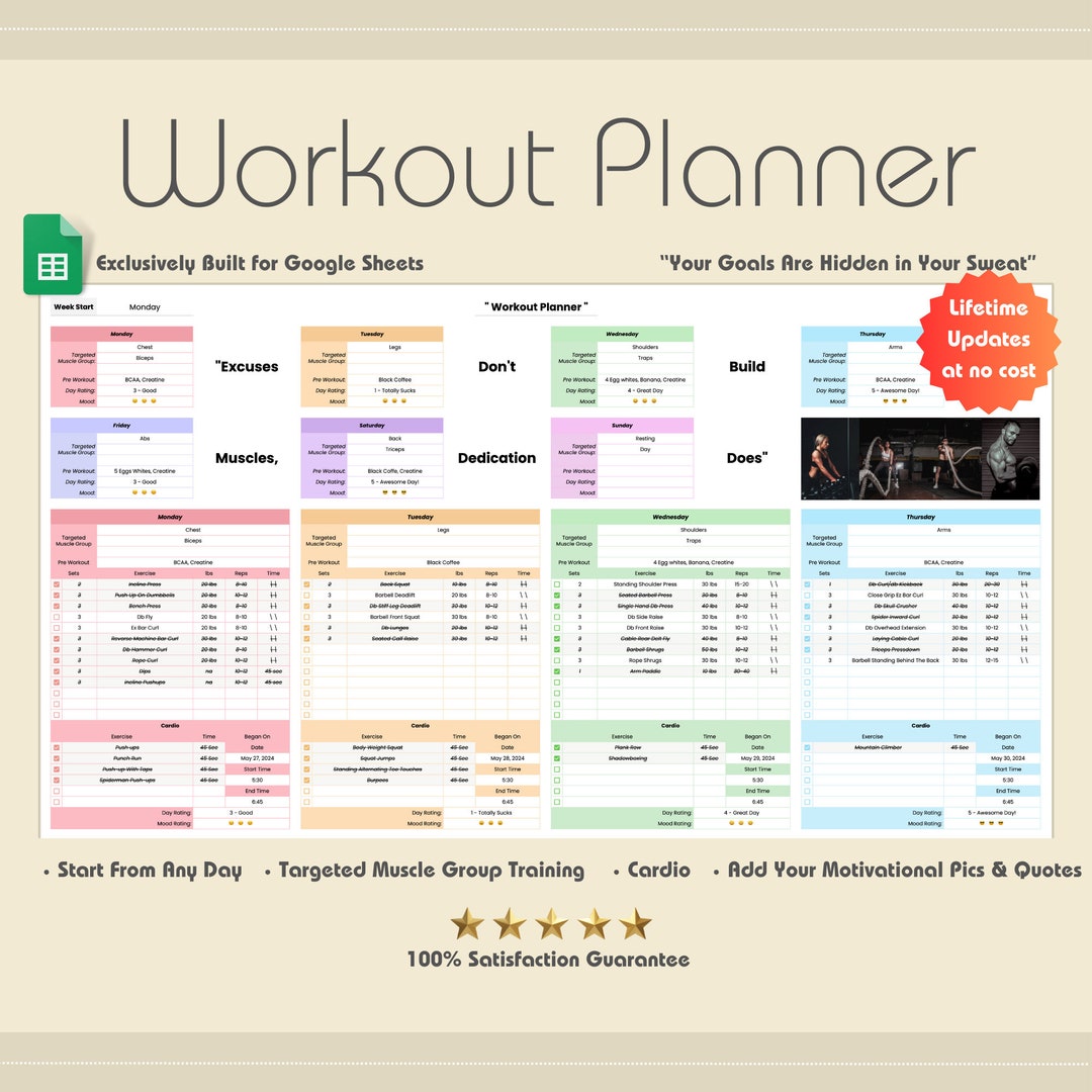 Weekly Workout Planner for Google Sheets: A Simple Fitness Tracking ...
