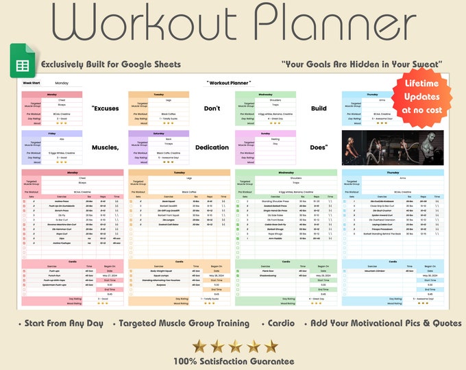 Workout Planner Printable | Digital Fitness Journal | Weight Loss ...