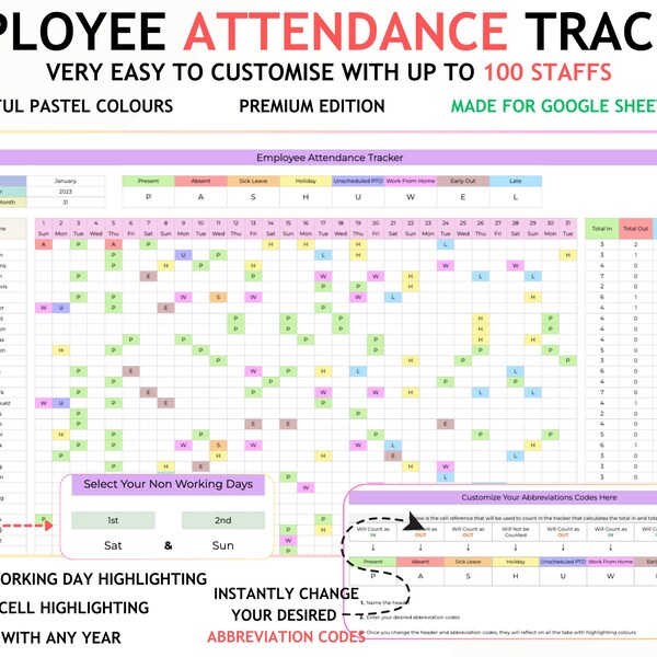 Staff Attendance Tracker - Etsy