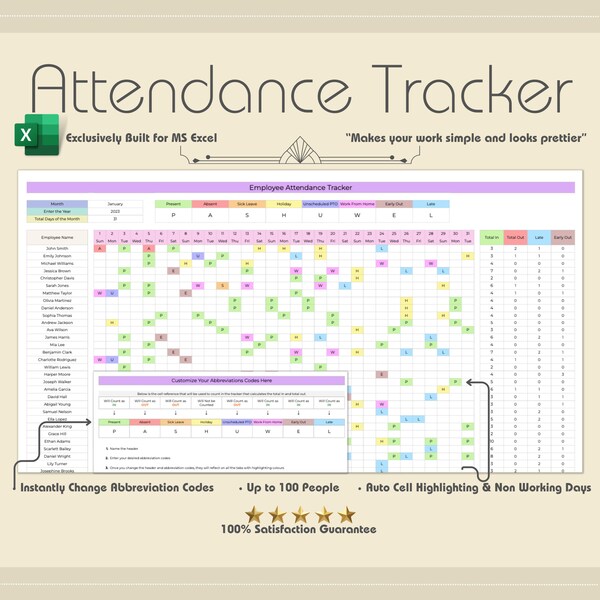 Excel Student Attendance Tracker - Etsy