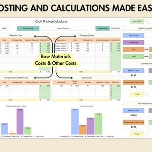 Craft Pricing Calculator: Google Sheets & Excel Template - Etsy