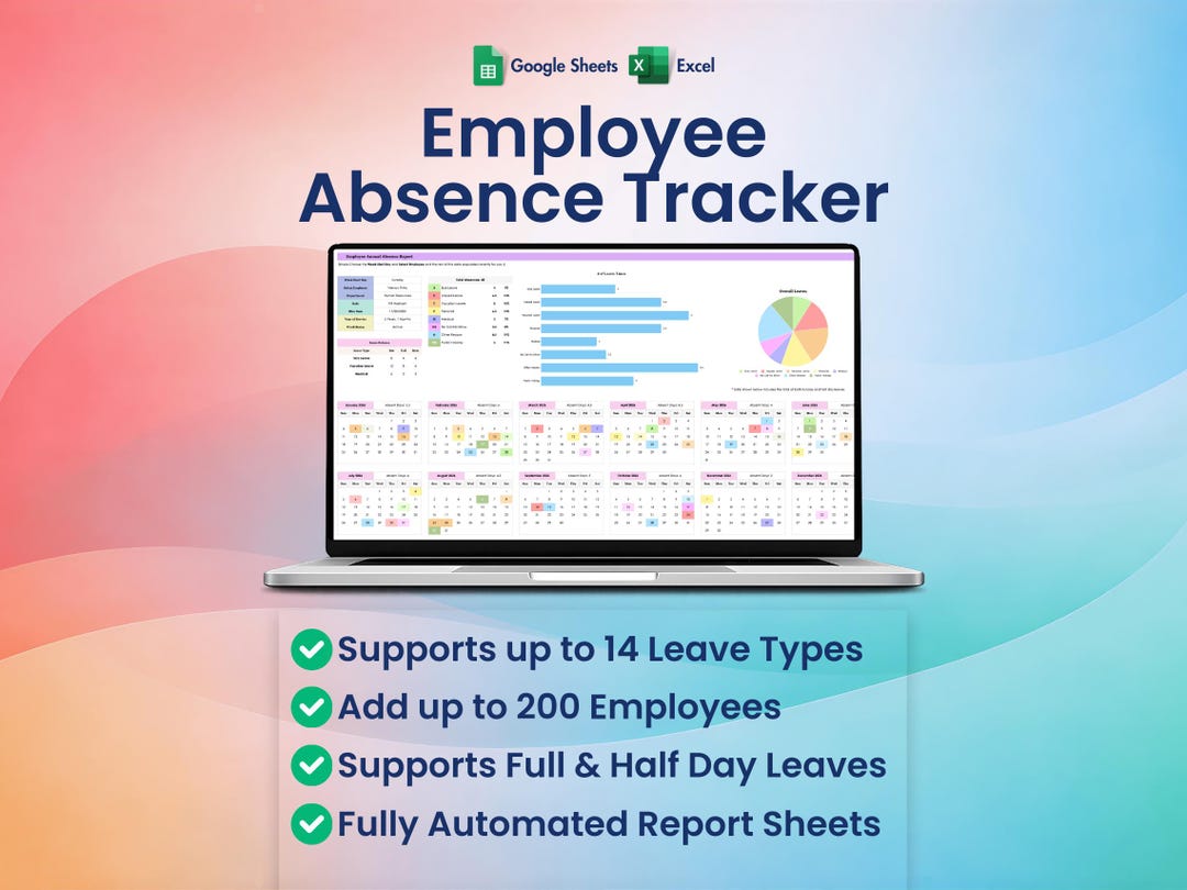 2026 Employee Absence Tracker, 14 Menus, Excel, Google Sheets, PTO ...