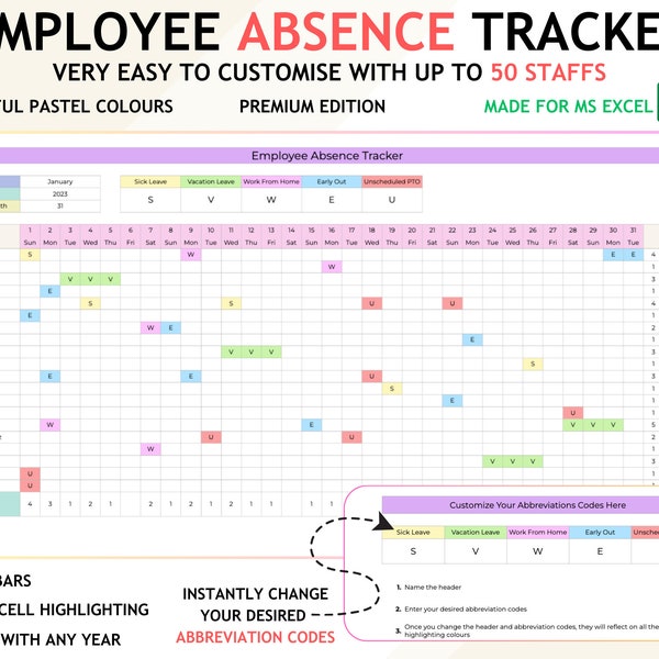 Leave Planner Excel - Etsy