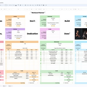 Weekly Workout Planner for Google Sheets: A Simple Fitness Tracking ...