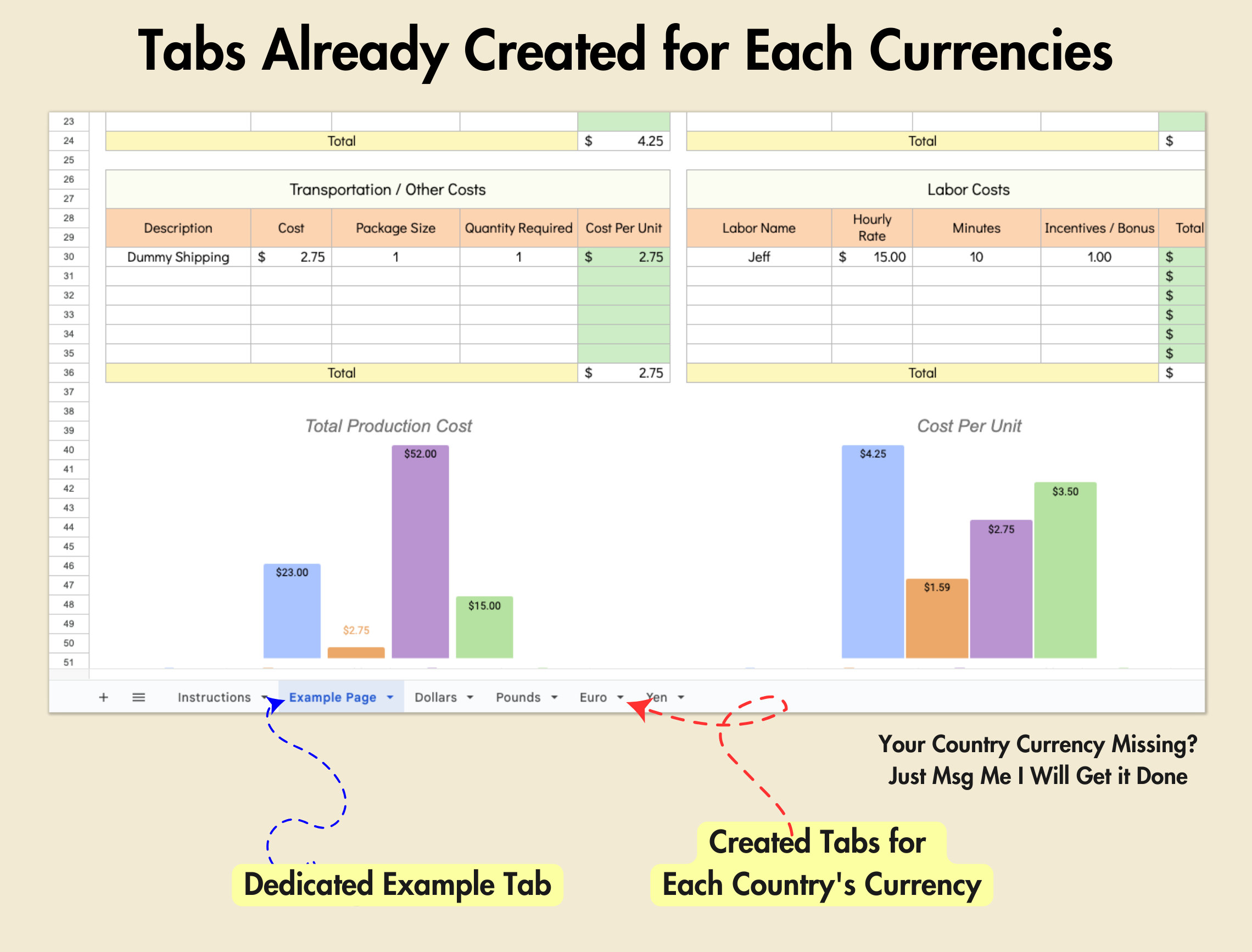 Craft Pricing Calculator: Google Sheets & Excel Template - Etsy