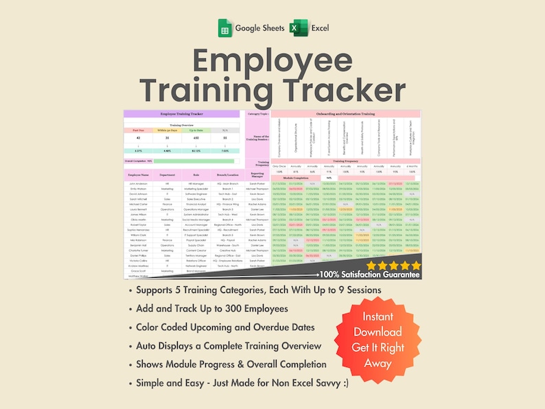 2026 Employee Training Tracker, Excel, Google Sheets,team Skill Matrix ...