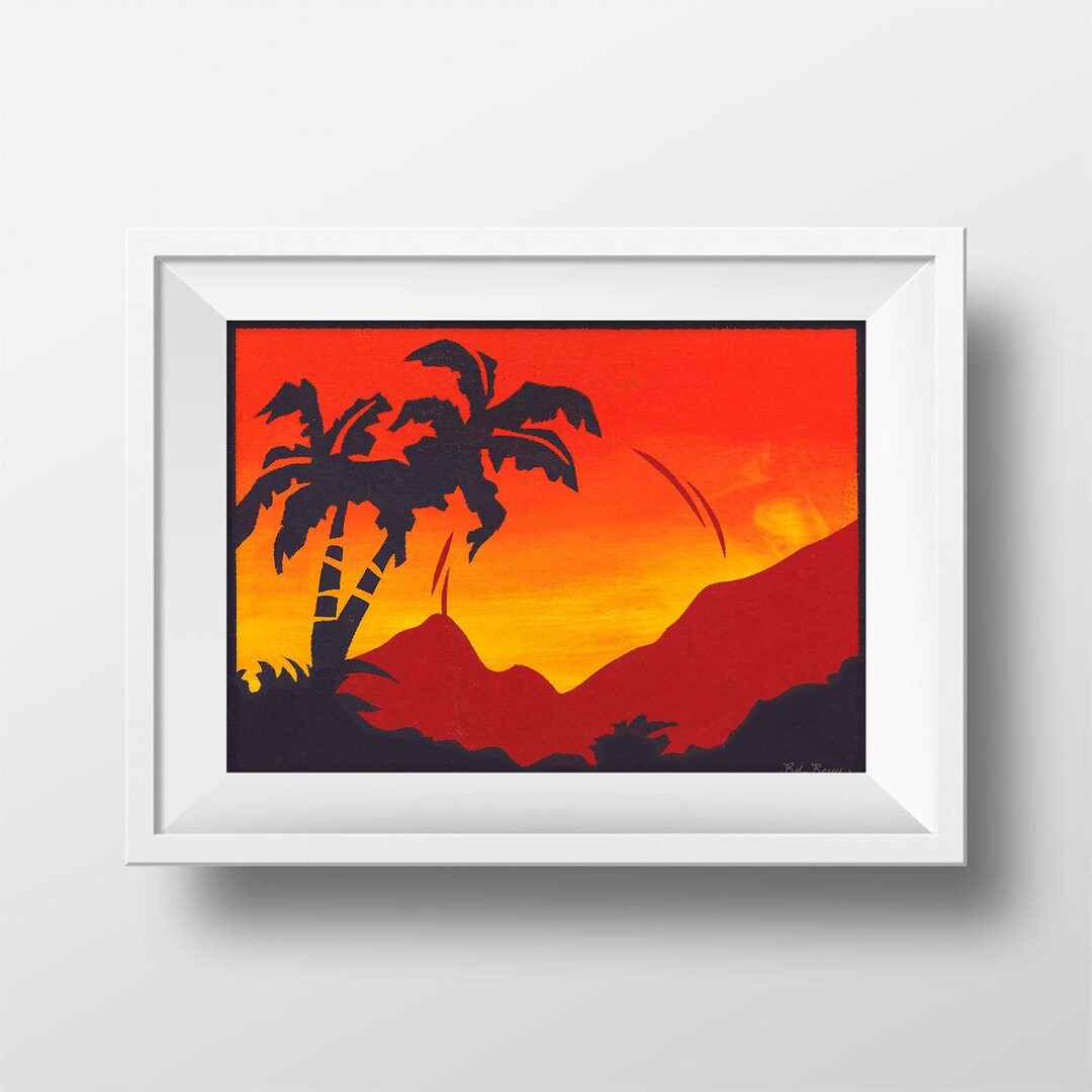 Silkscreen Art Print by Bob Berry, Pacific Asian Sunset - Etsy