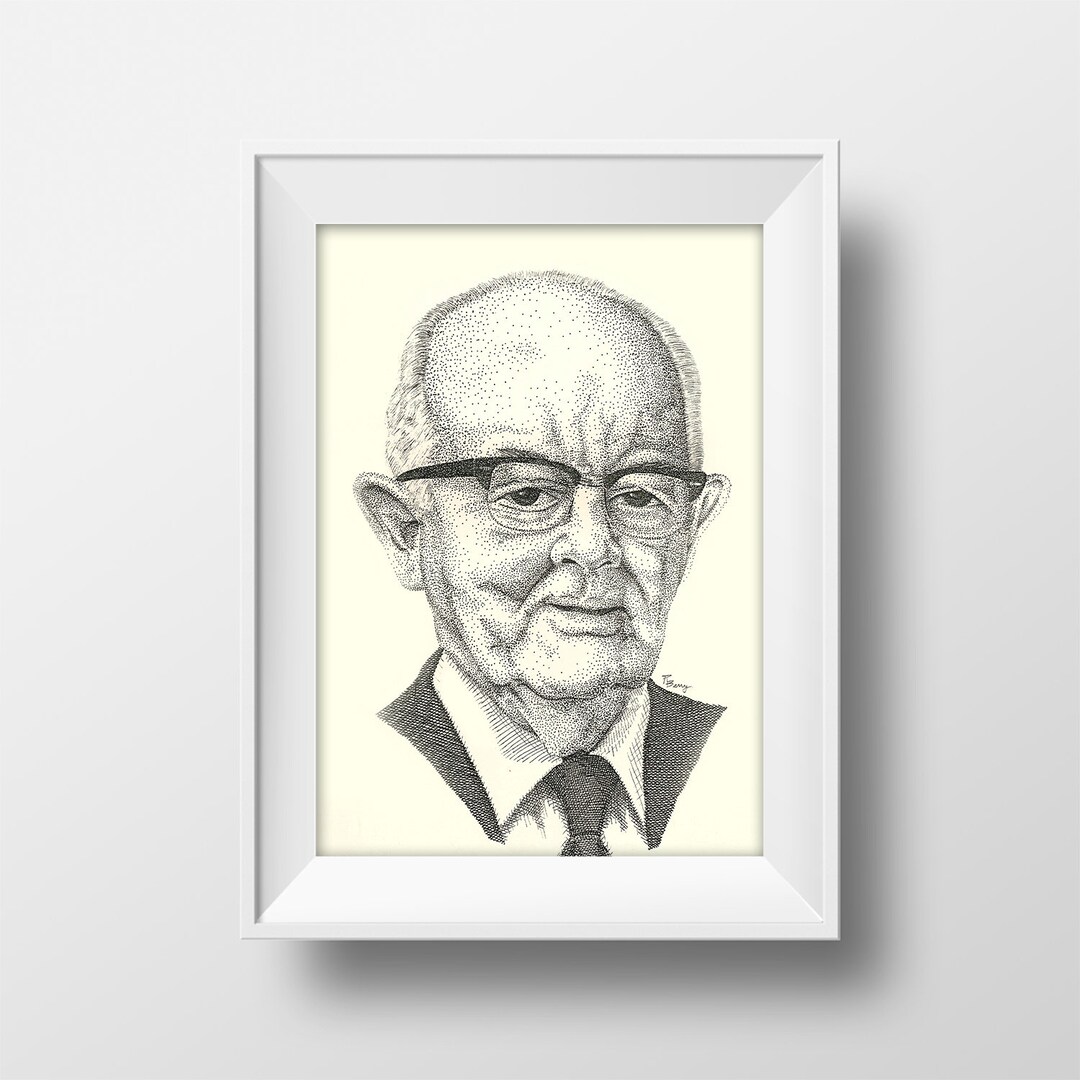 Spencer W. Kimball, Pen and Ink Art, Religious Print, Prophet Artwork ...