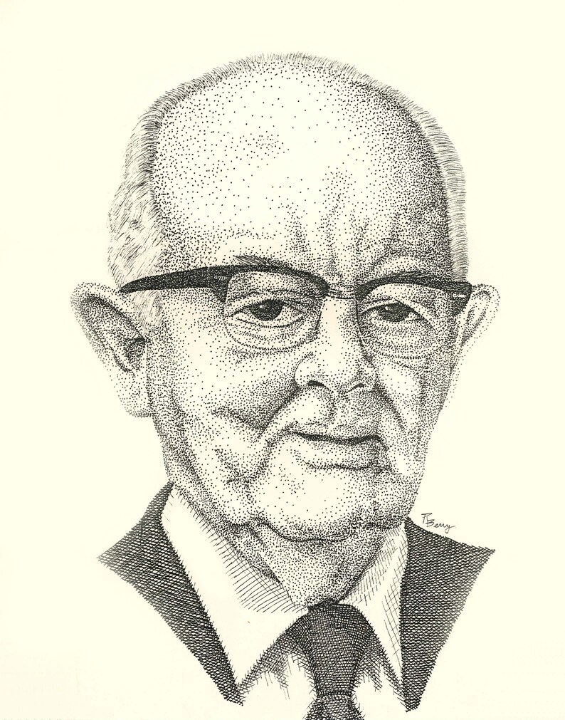 Spencer W. Kimball, Pen and Ink Art, Religious Print, Prophet Artwork ...