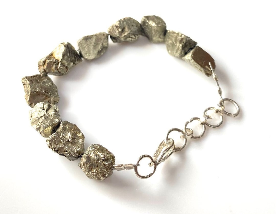 Raw Pyrite Bracelet 8-10 MM Natural Pyrite Bracelet / Gold Pyrite ...
