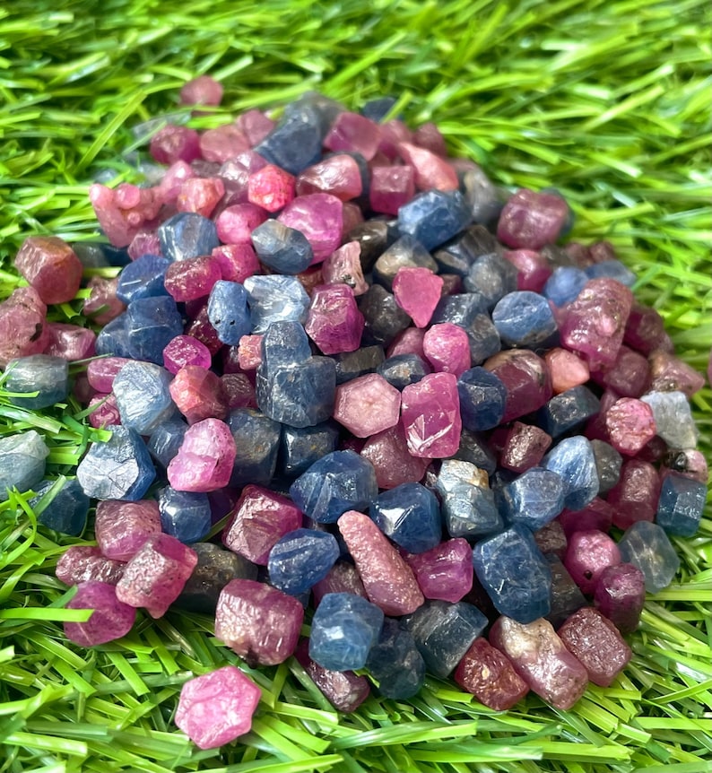100% Natural Mixed Ruby & Sapphire Crystals, 4-6 MM Small Rough Natural ...