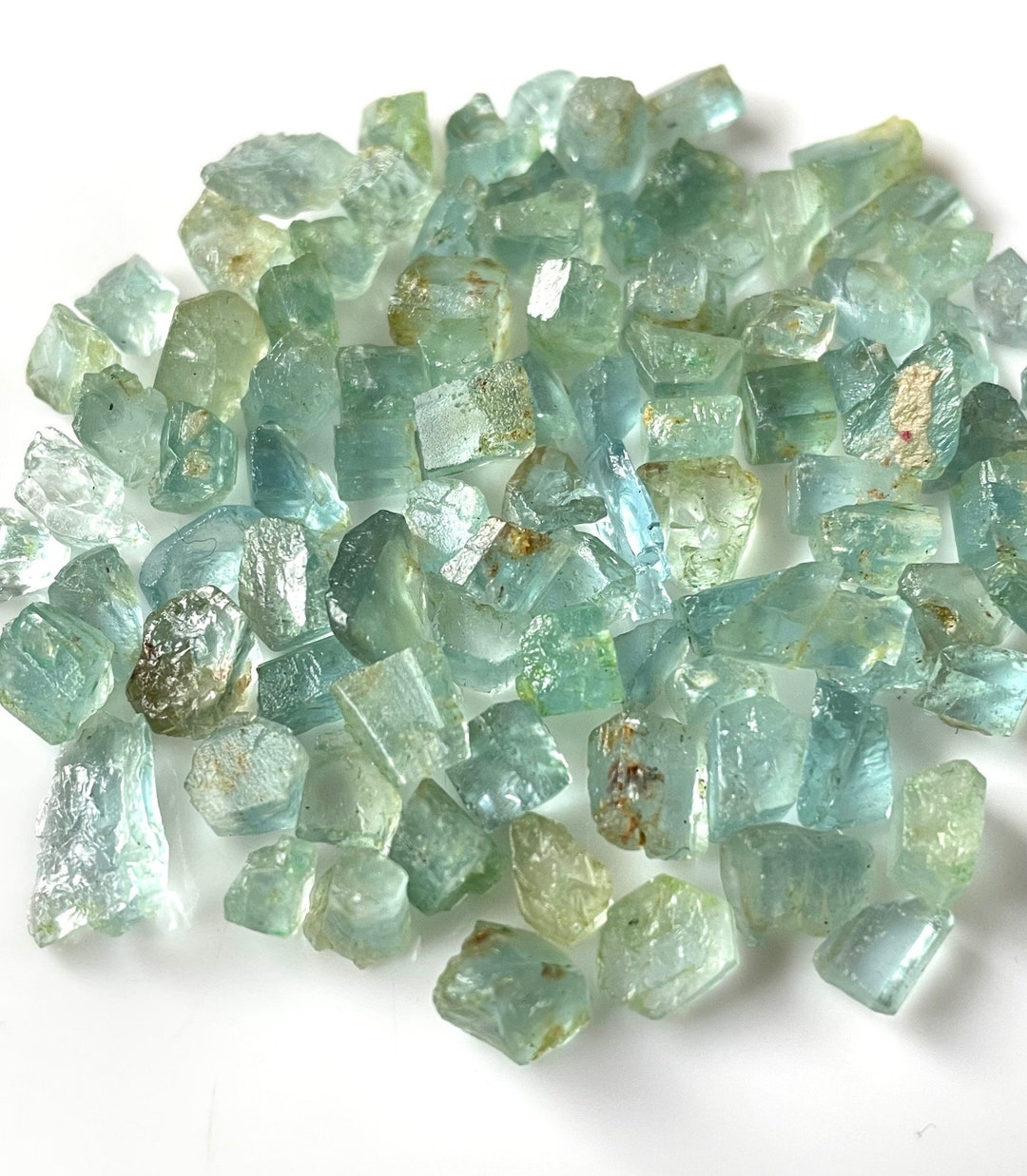100-carat Lot- Blue Raw Aquamarine Rough Stone Size 6-8 MM Aquamarine ...
