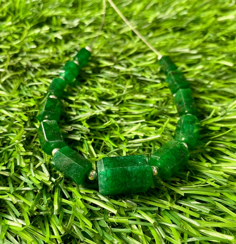 Center Drilled Natural Emerald Beads Pencil Rough, 10-14 MM Raw Emerald ...
