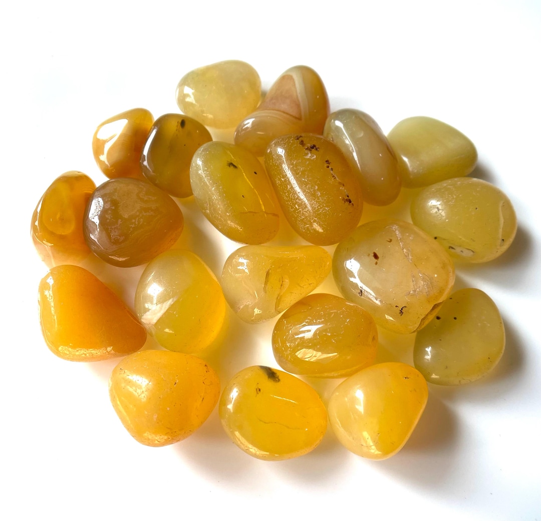 Yellow Agate Tumbled Stone, Tumbled Natural Yellow Agate Crystal ...