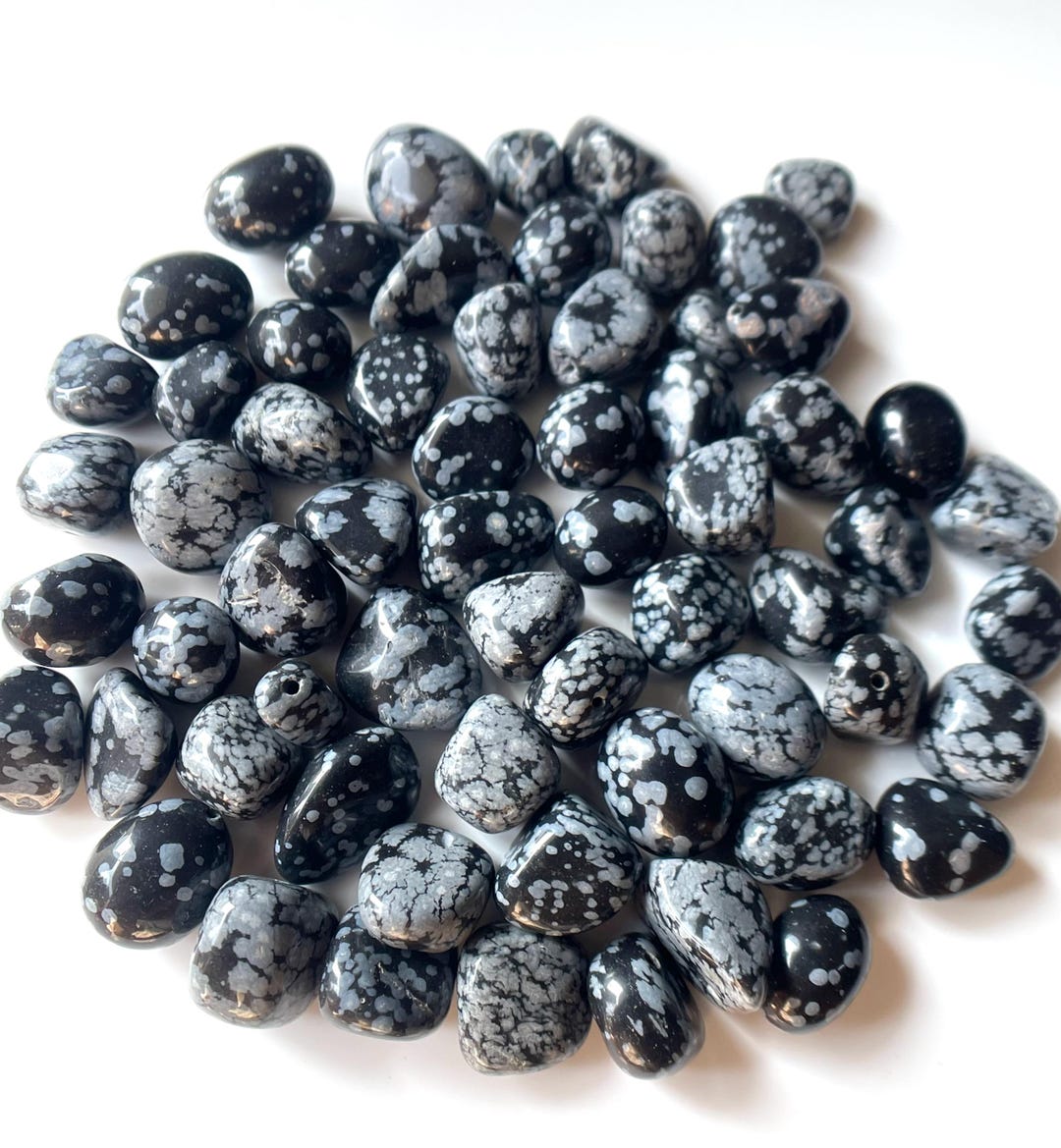 Snowflake Obsidian Tumbled Stone - Tumbled Black Snowflake Obsidian ...