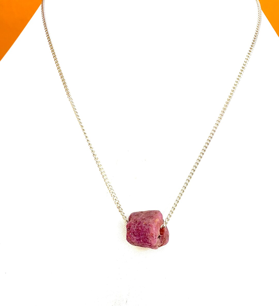 Buy Genuine Pink Ruby Crystal Necklace Sterling Silver Stone Size 15 MM ...