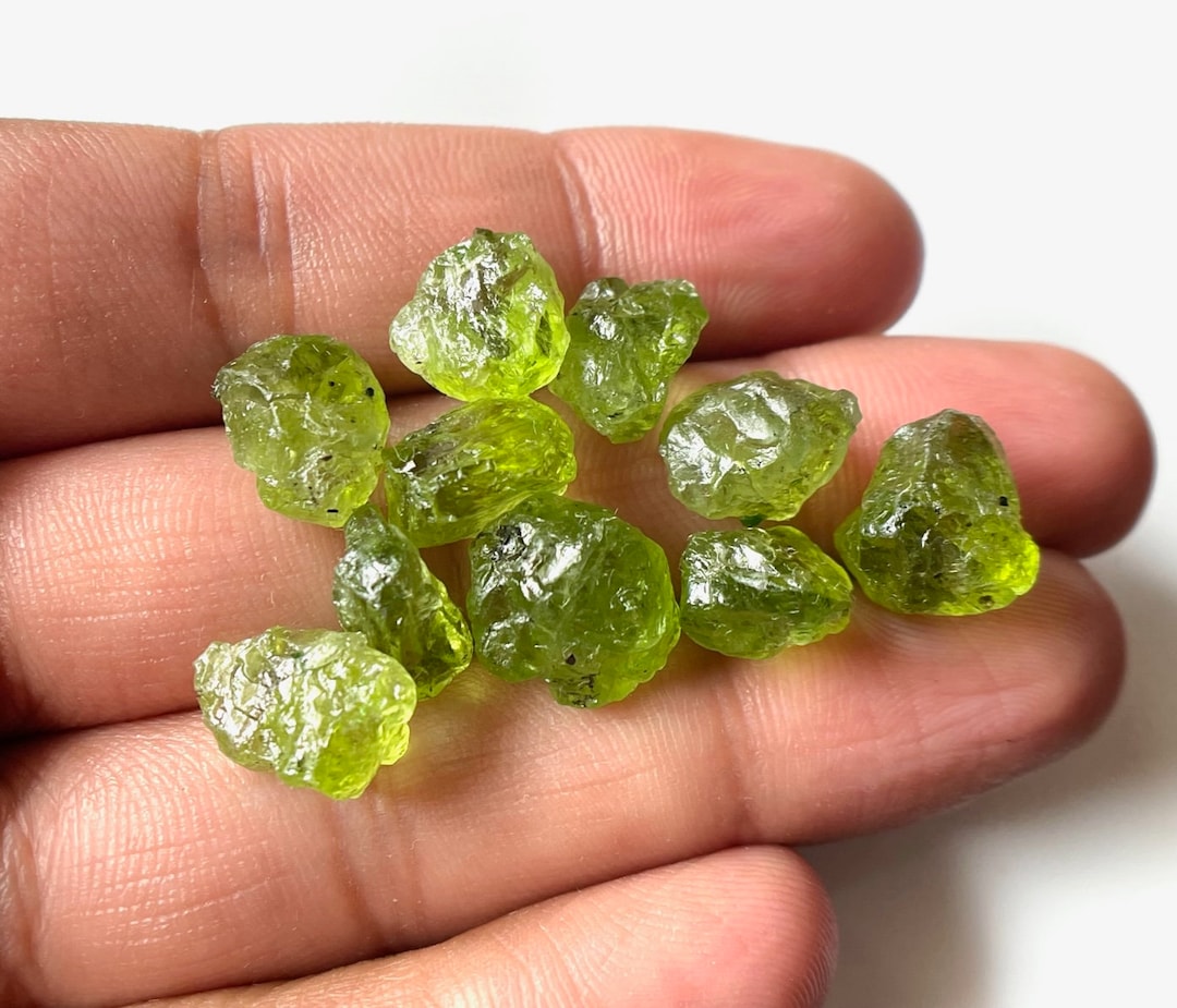 AAA+10 Pieces~100%natural Peridot Rough Gemstone, Size-10-12 MM, Raw ...