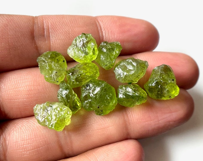 Aaaquality 15 Pcsperidot Raw Stone, Size 9-11 MM, Raw Healing Crystal ...