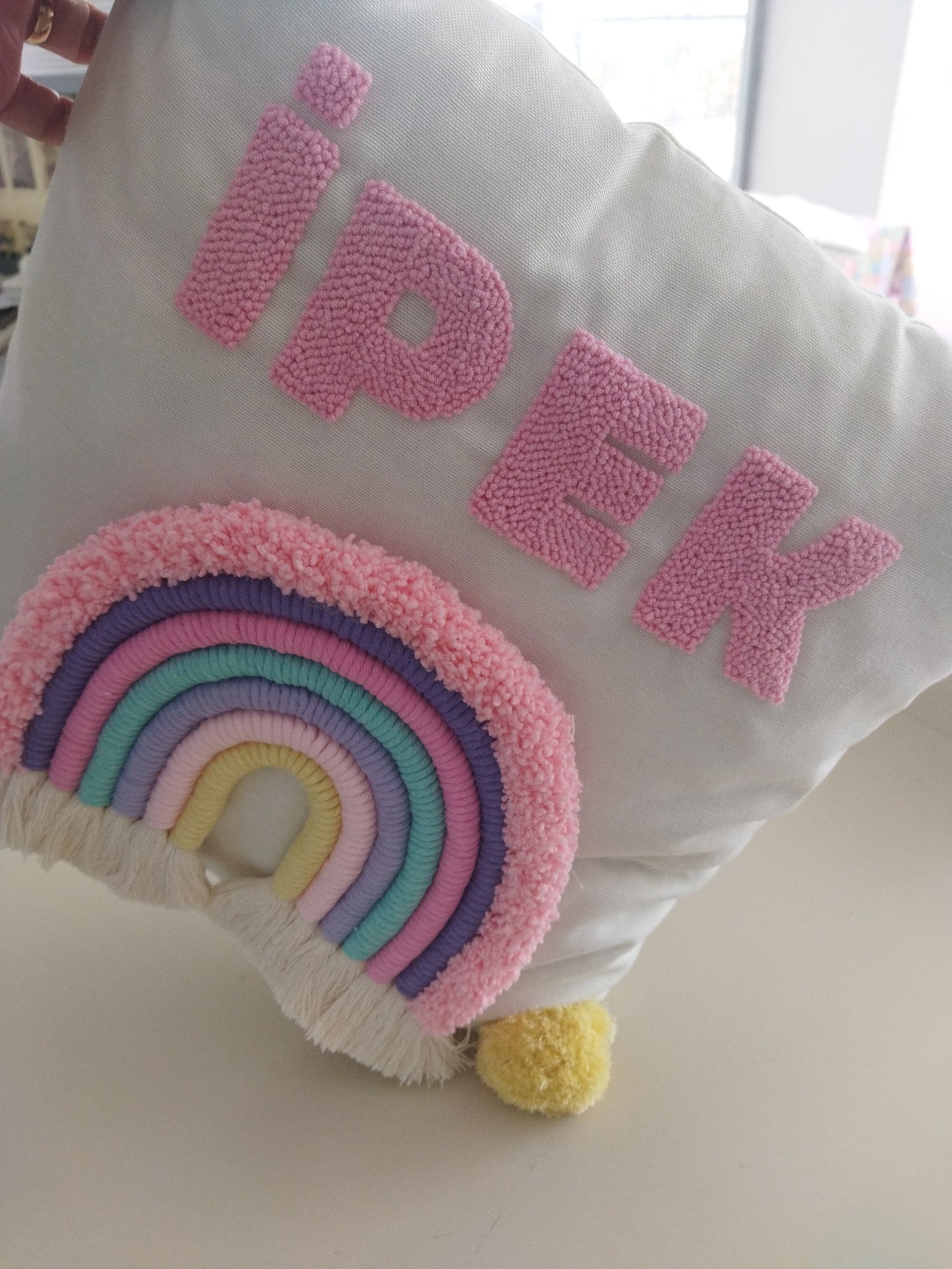 Personalized Rainbow Name Punch Needle Pillow, Baby Room Decor, Baby ...