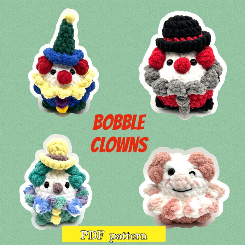 Bobble Clown Crochet Pattern Circus Clowns Amigurumi Tutorial - Etsy