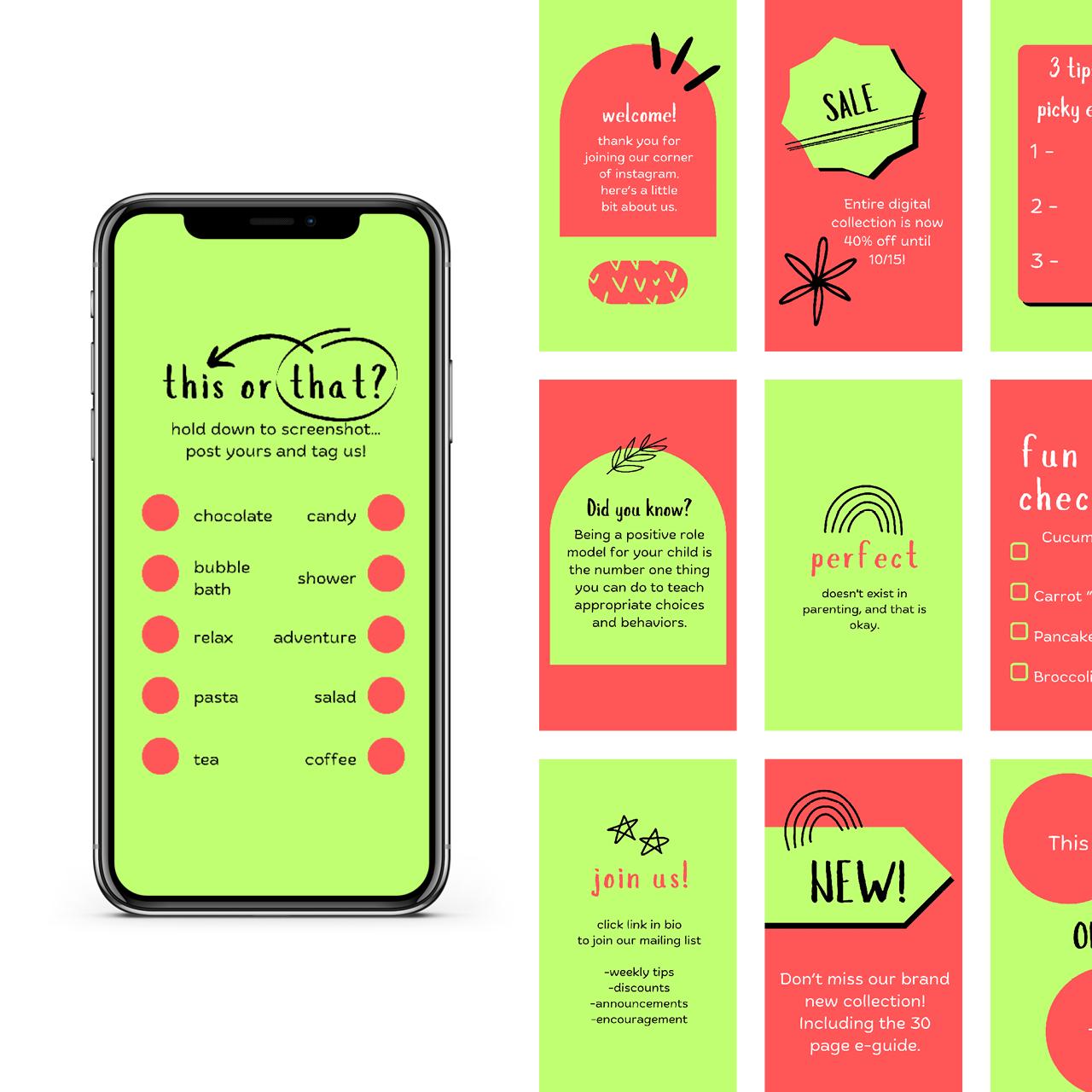 30 Story Templates for Canva - Colorful Bright Stories for Instagram ...