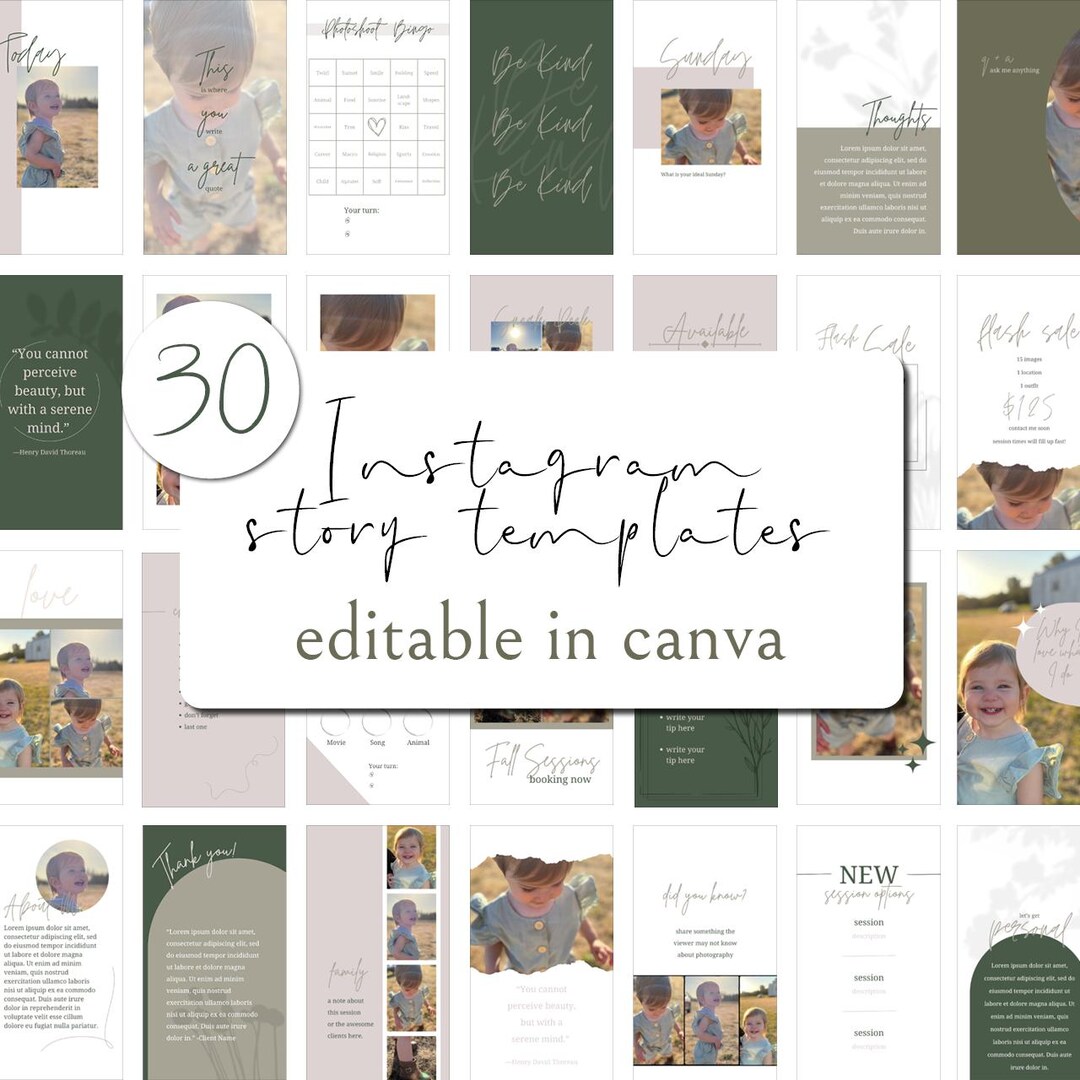 30 Story Templates for Canva - Photographer Light Airy Stories for ...