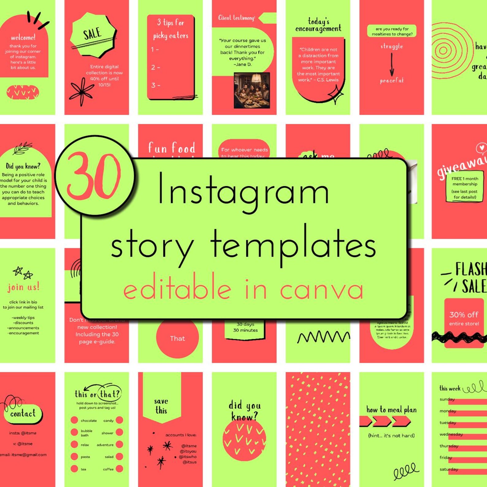 30 Story Templates for Canva - Colorful Bright Stories for Instagram ...