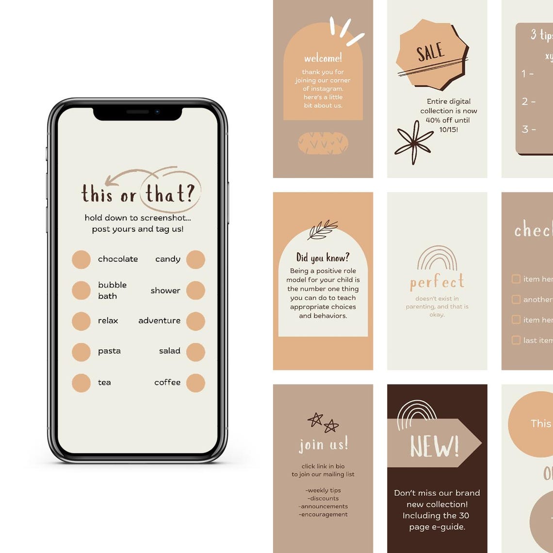 30 Story Templates for Canva - Neutral Boho Stories for Instagram ...